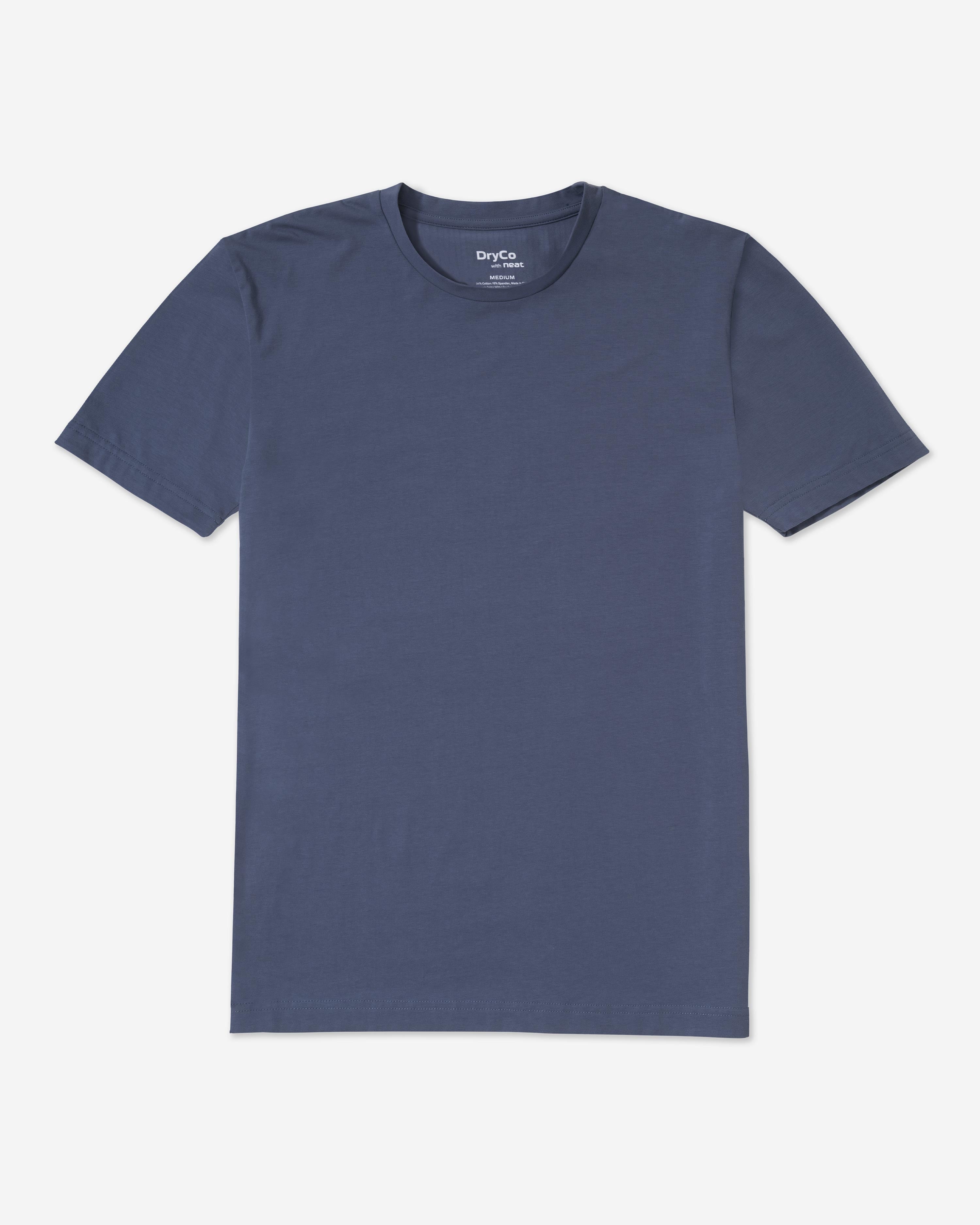 Blue Neat Polyester Men's Sweat Defender Crew T-Shirt